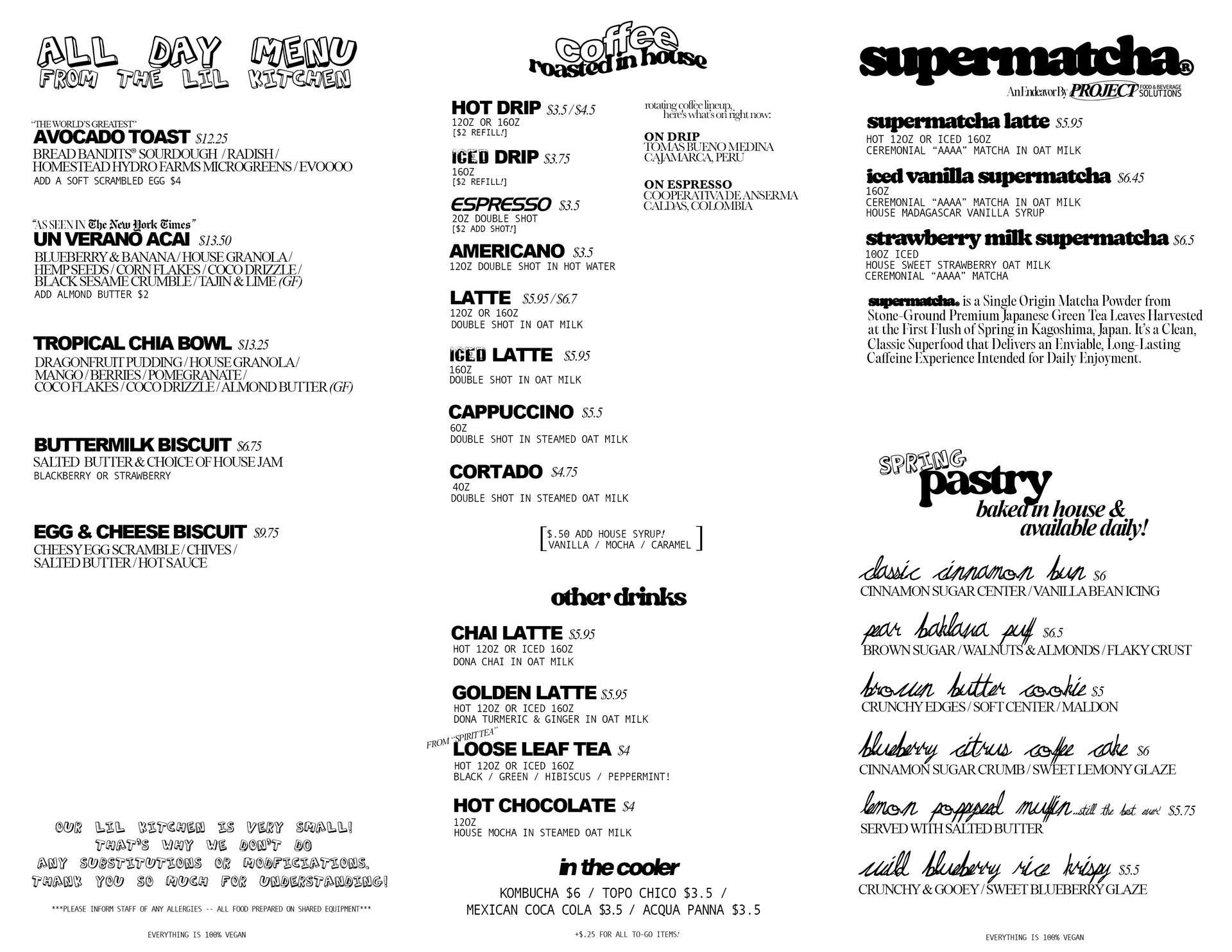 MENU & ORDER ROSEMARY – Project Coffee